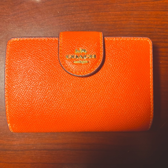 Coach | Bags | Authentic Coach Small Size Zip Up Wallet Orange | Poshmark
